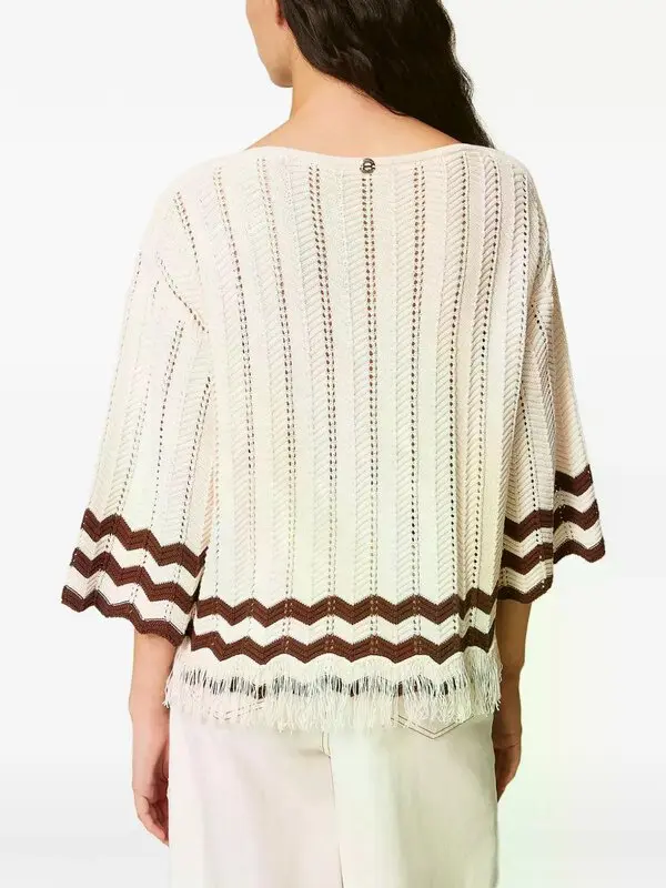 TWINSET Zigzag-print Fringed Top