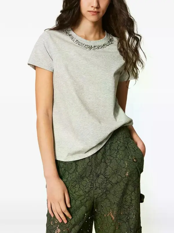 TWINSET Cabochon-embellished T-shirt - Grey