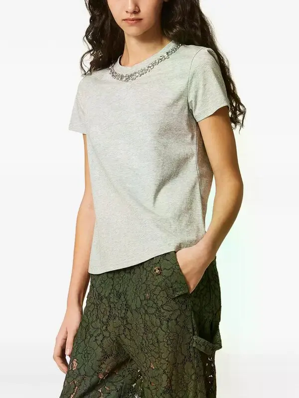 TWINSET Cabochon-embellished T-shirt - Grey