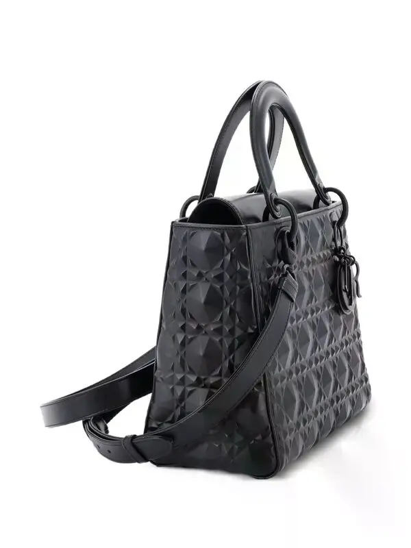 Dior Lady Diamond Motif Cannage Calfskin Medium Shoulder Bag - Black