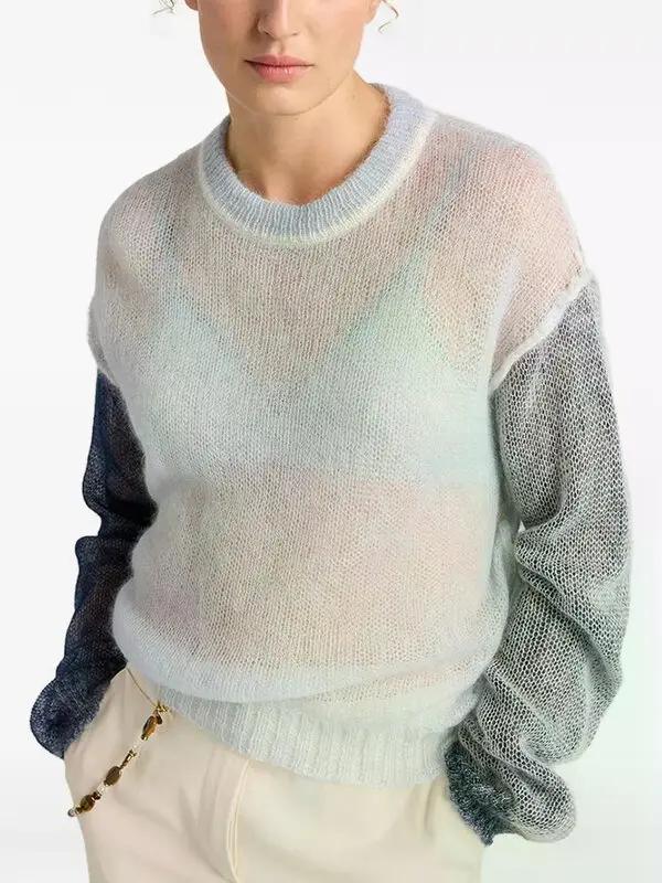 Momoni Colour-block Ribbed Sweater - Blue