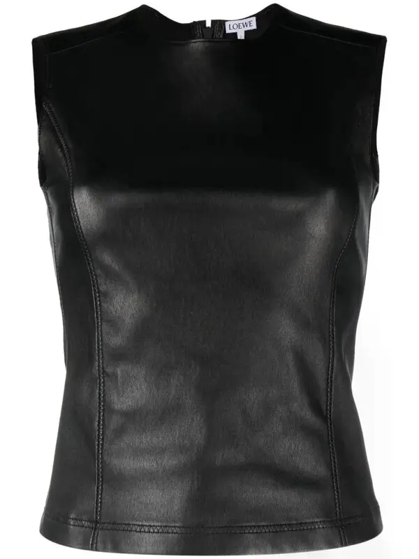Loewe Round-neck Sleeveless Lambskin Top