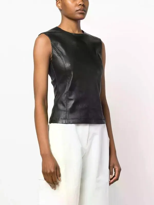 Loewe Round-neck Sleeveless Lambskin Top