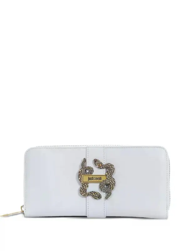 Just Cavalli Snake-appliqué Wallet - White