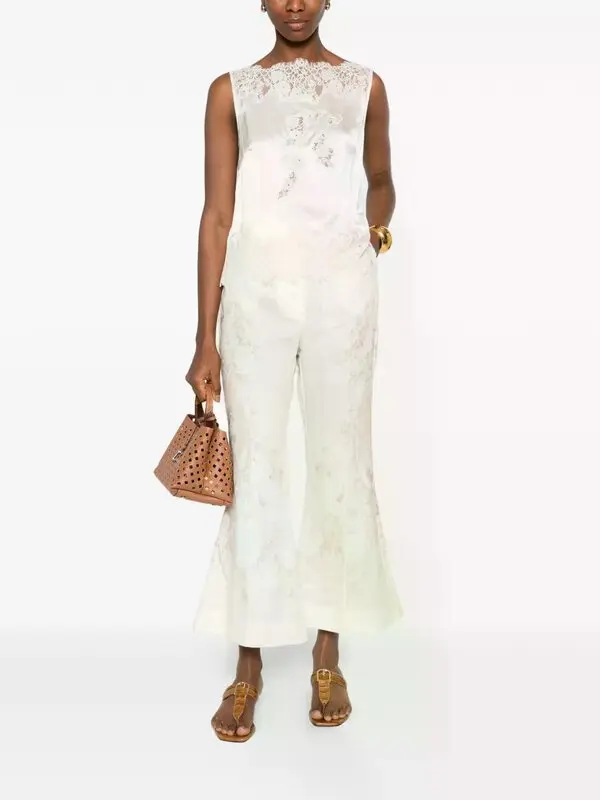 Zimmermann Cropped Floral-print Flared Trousers