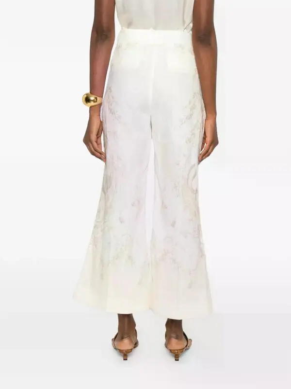 Zimmermann Cropped Floral-print Flared Trousers