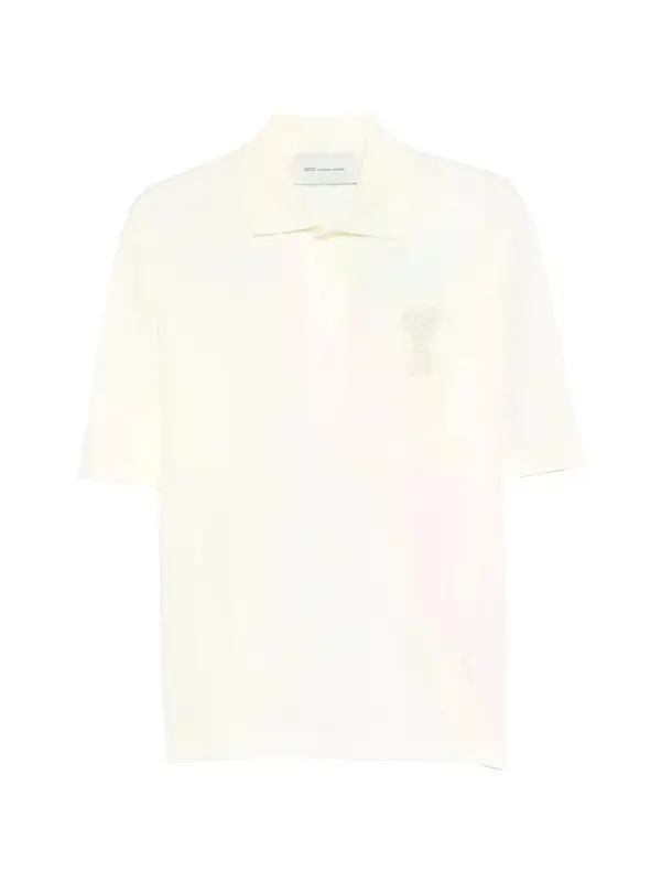 AMI Paris De Coeur Cotton Polo Shirt - Neutrals