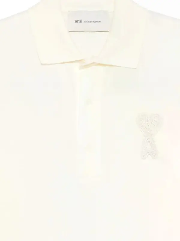 AMI Paris De Coeur Cotton Polo Shirt - Neutrals