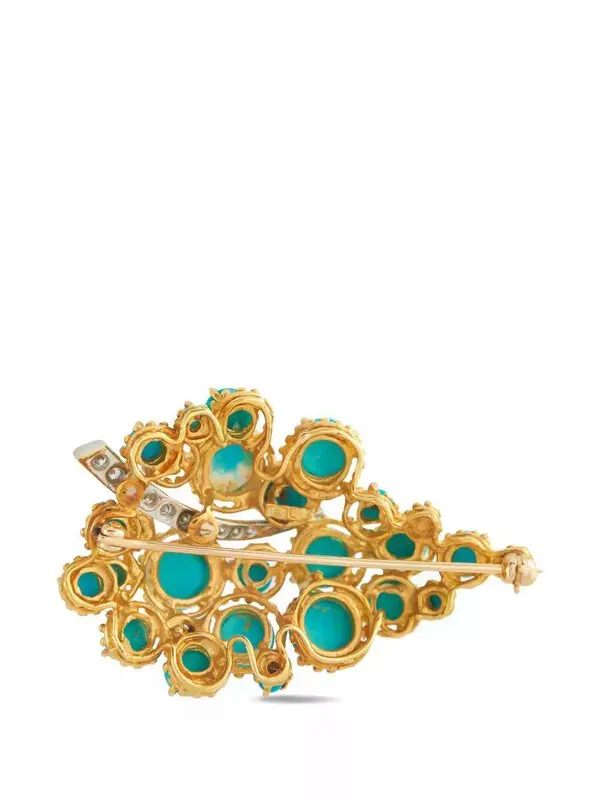 LB EXCLUSIVE Diamond And Turquoise Brooch