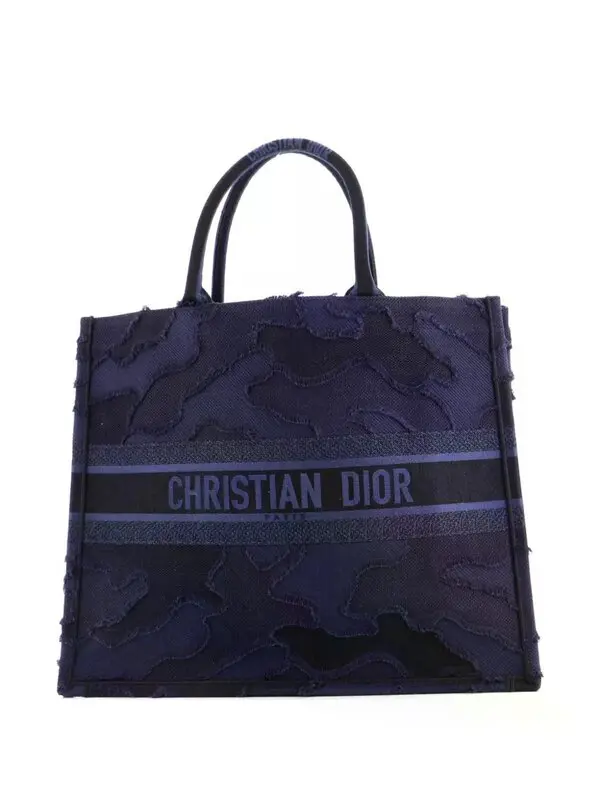 Dior Camouflage Embroidered Canvas Large Book Tote - Black
