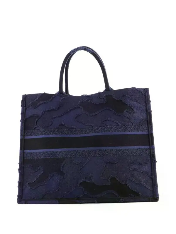 Dior Camouflage Embroidered Canvas Large Book Tote - Black