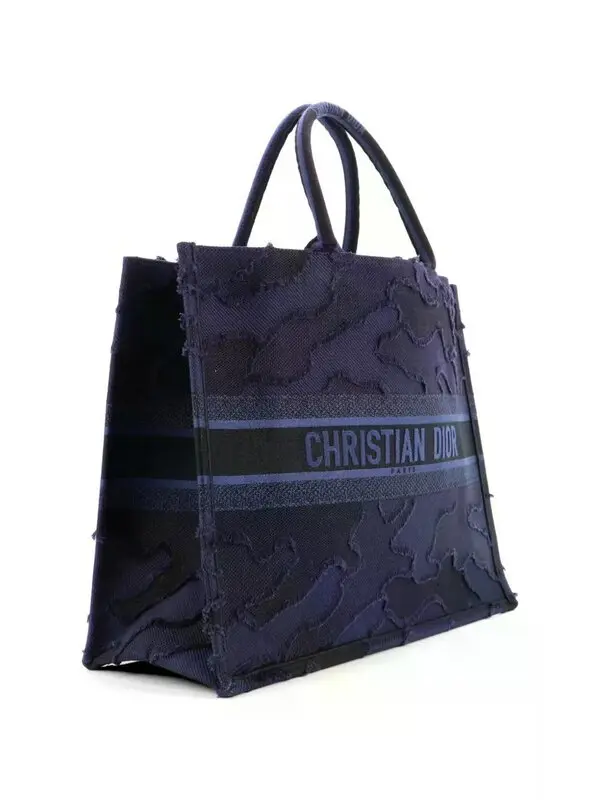 Dior Camouflage Embroidered Canvas Large Book Tote - Black