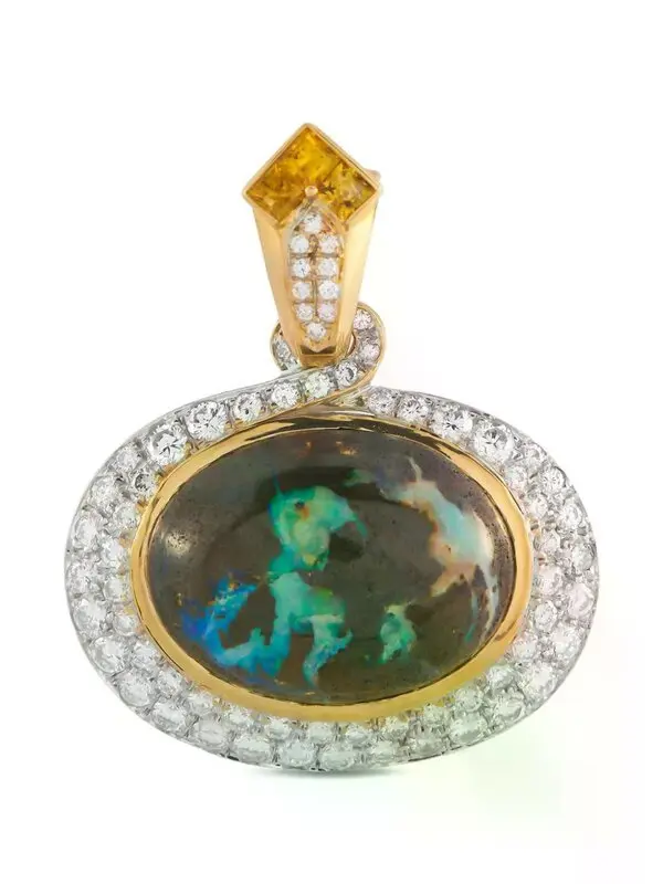 LB EXCLUSIVE Diamond And Boulder Opal Pendant - Gold