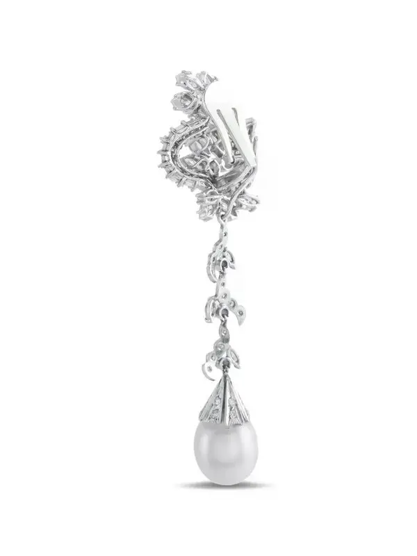 LB EXCLUSIVE Diamond And Pearl Drop Earrings