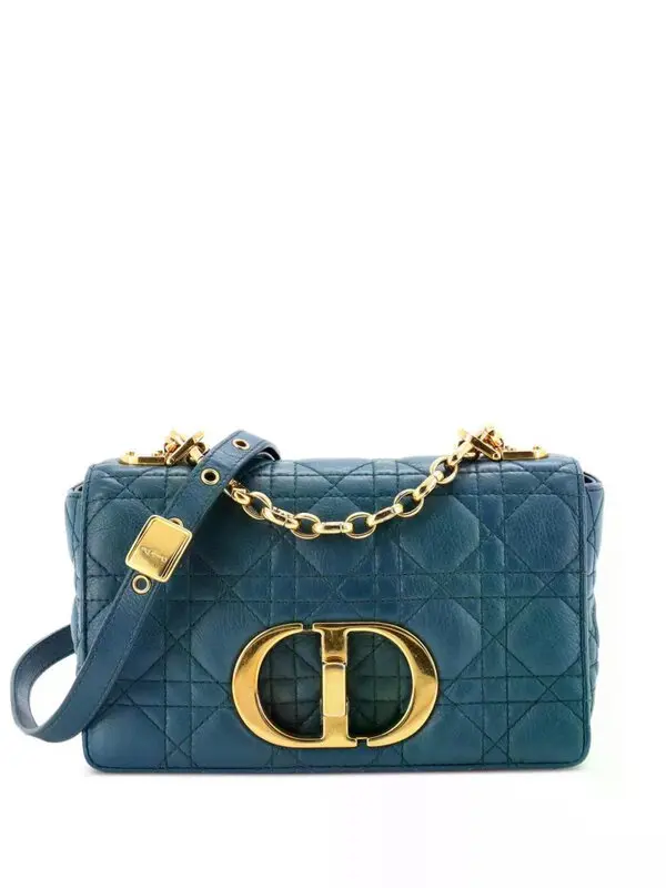 Dior Caro Bag Cannage Quilt Calfskin Small Crossbody Bag - Blue