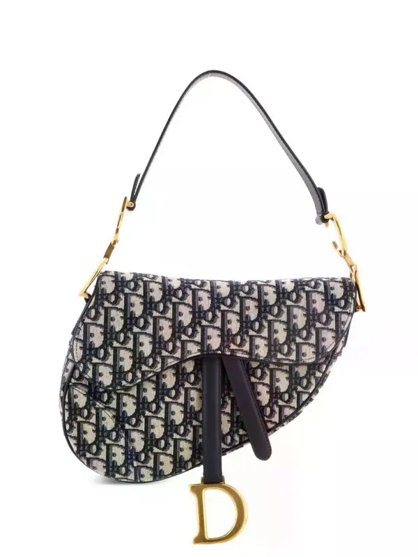 Dior Saddle Oblique Canvas Medium Shoulder Bag - Blue