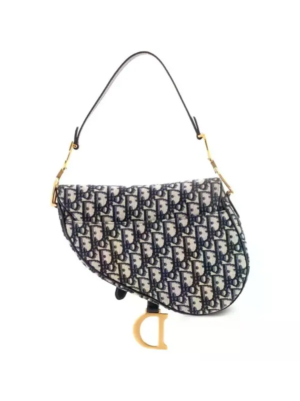 Dior Saddle Oblique Canvas Medium Shoulder Bag - Blue