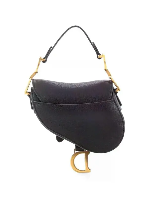 Dior Saddle Handbag With Strap Leather Micro Shoulder Bag - Black