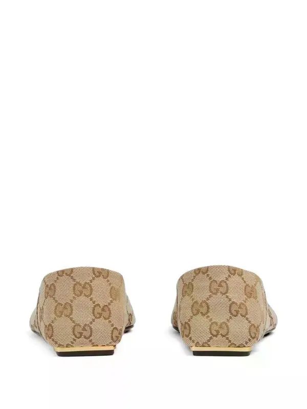 Gucci Vittoria Gg-pattern Ballet Flats With Horsebit Detail - Neutrals