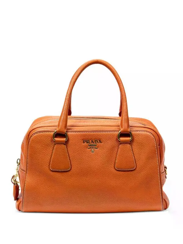 Prada Leather Handbag With Logo Lettering