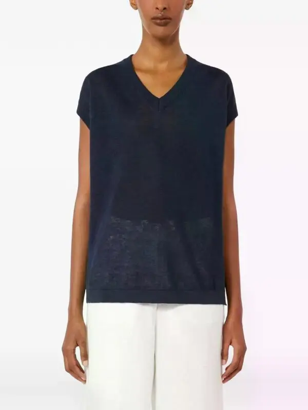 Max Mara Ghianda V-neck Knitted T-shirt - Blue