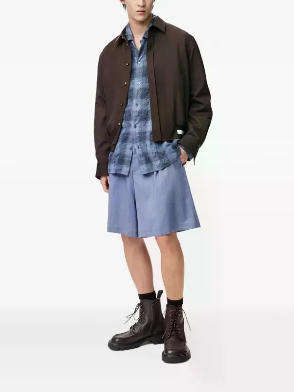Loewe Logo-embroidered Striped-waist Shorts - Blue