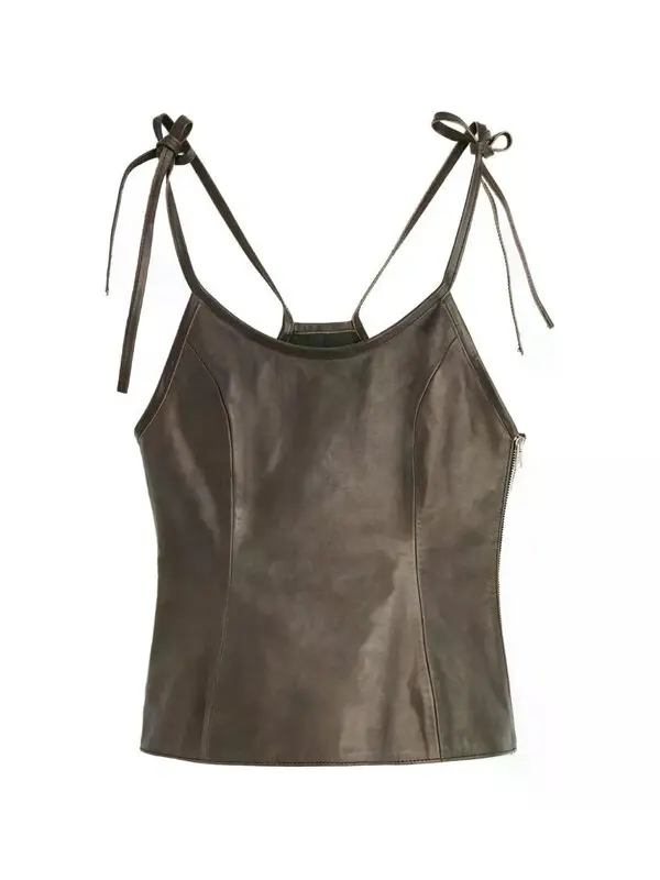 Our Legacy Tie-straps Leather Corset Top - Brown