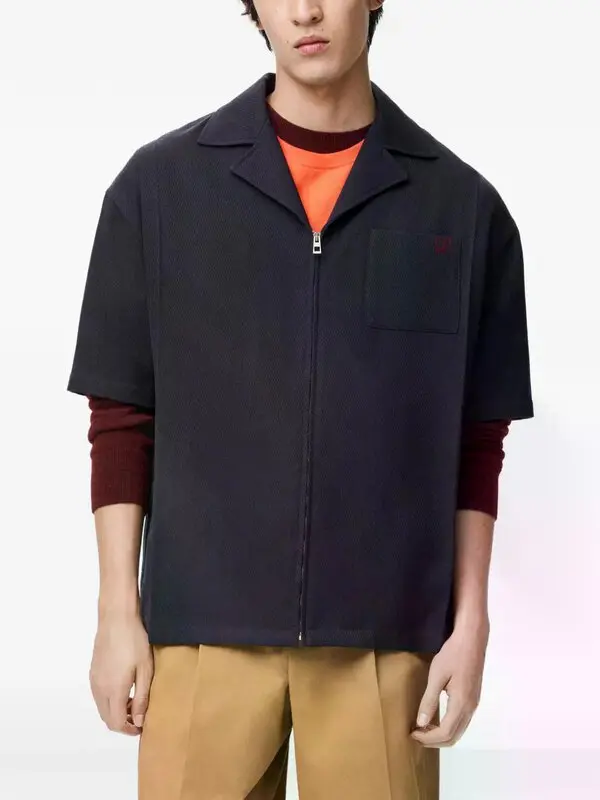 Loewe Short-sleeve Shirt In Wool - Blue