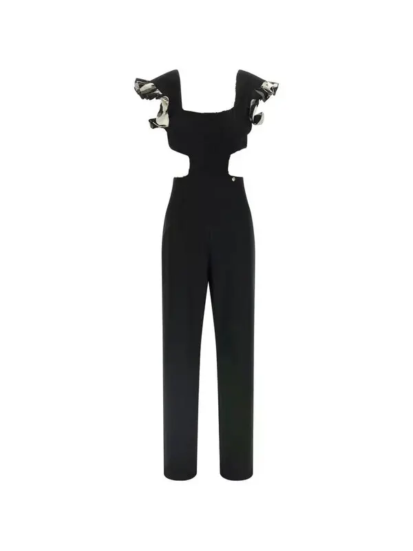 CATALINA D'ANGLADE Cut-out Ruffled Jumpsuit - Black
