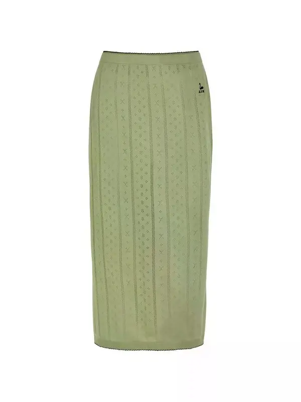 B.B. WALACE Pointelle-knit Midi Skirt - Green