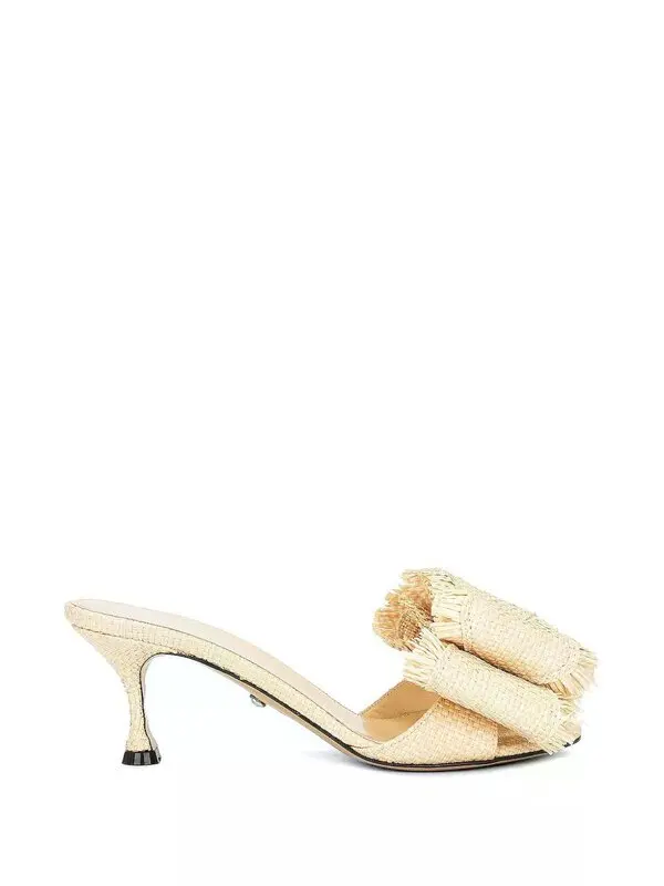 Mach & Mach Fringed Raffia Sandals