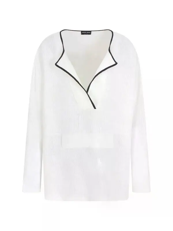 Giorgio Armani Trimmed V-neck Sweater - White