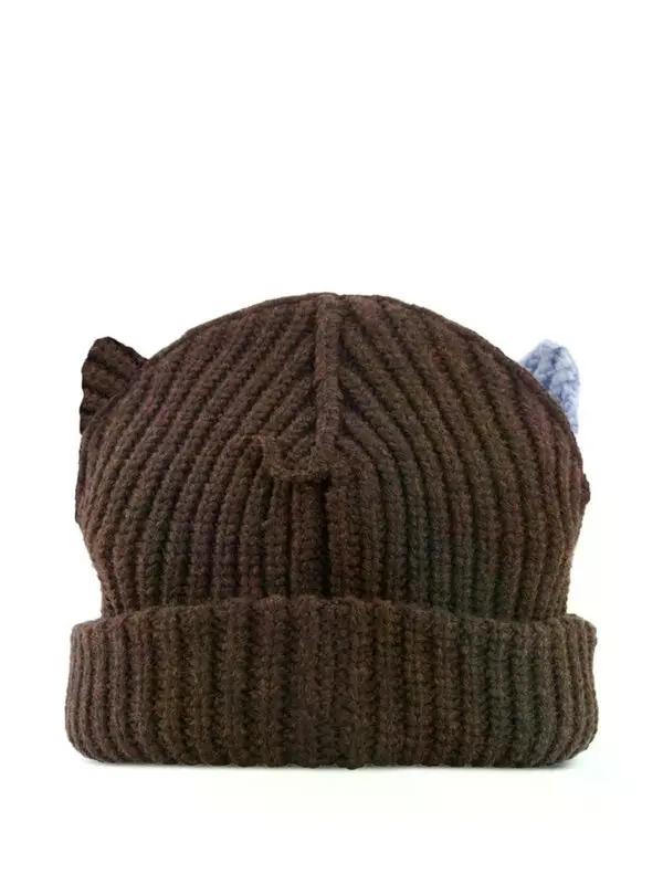 CHARLES JEFFREY Chunky Knit Beanie With Ears - Brown