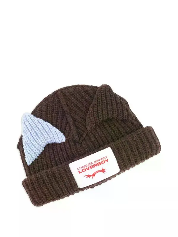 CHARLES JEFFREY Chunky Knit Beanie With Ears - Brown
