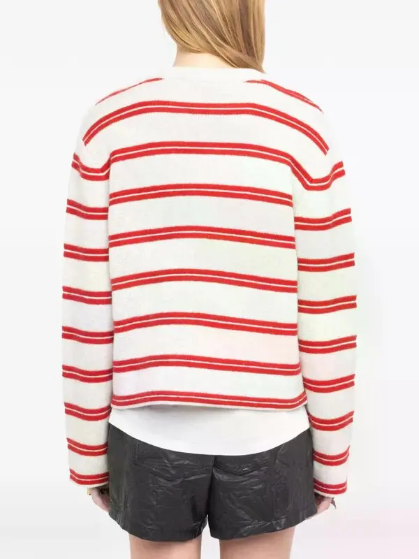Zadig&Voltaire Striped Wool Sweater With Buttoned Detail - Neutrals