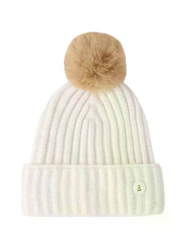 Bogner Ranya Ribbed Pompom Beanie Hat - Neutrals