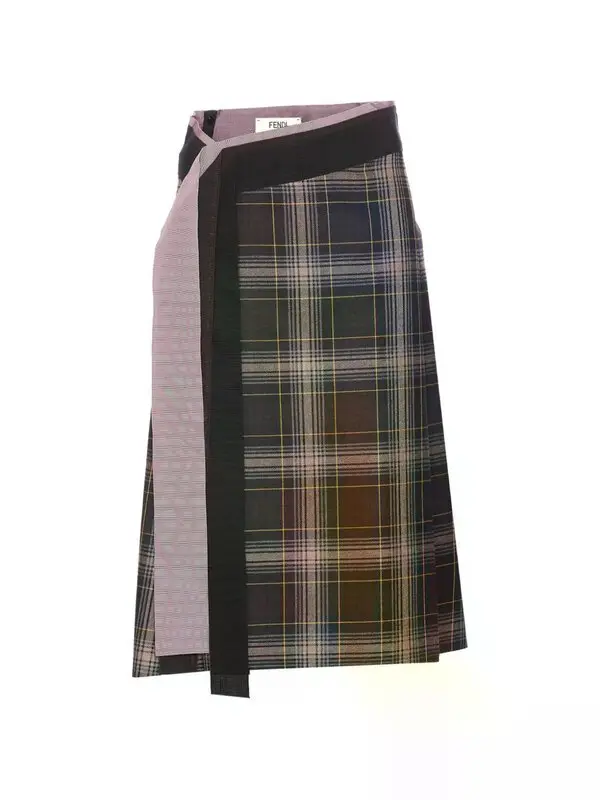 Fendi Plaid Pattern Midi Skirt
