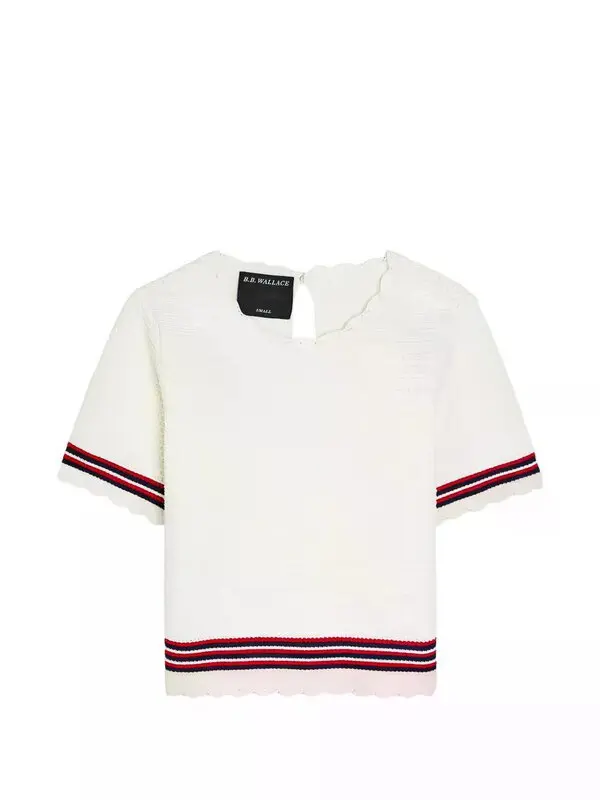 B.B. WALACE Striped-trim T-shirt - White