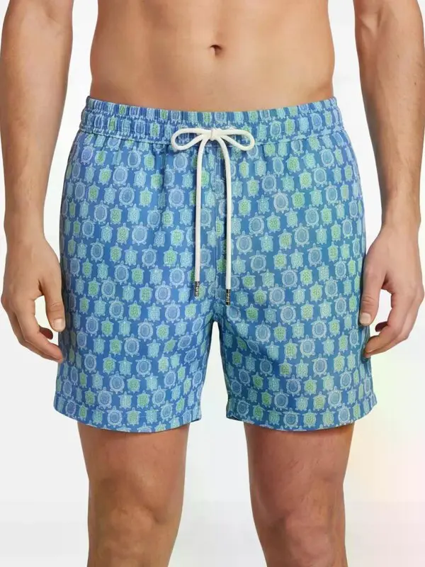 Fedeli Printed Swimming Shorts - Blue