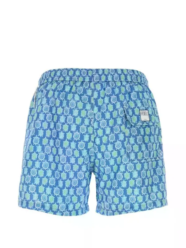 Fedeli Printed Swimming Shorts - Blue