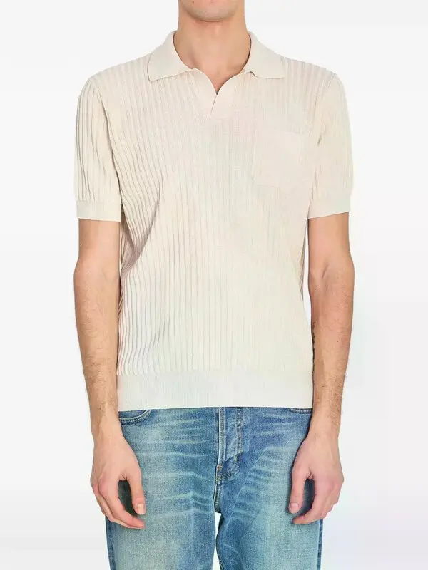 ROBERTO COLLINA Ribbed Pocket Polo Shirt - Neutrals