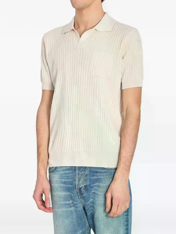 ROBERTO COLLINA Ribbed Pocket Polo Shirt - Neutrals
