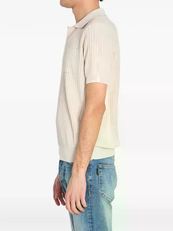 ROBERTO COLLINA Ribbed Pocket Polo Shirt - Neutrals