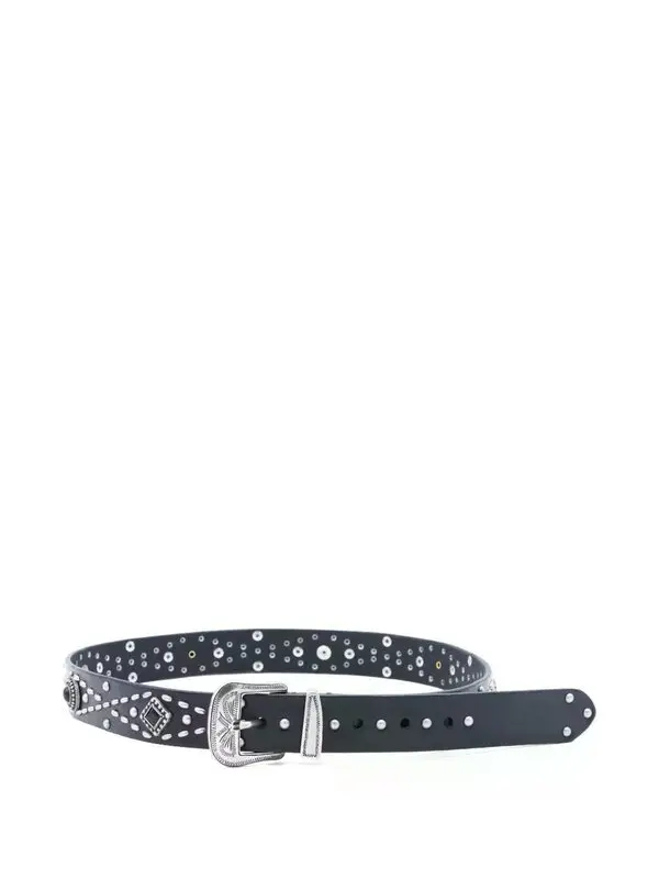 GOLDEN GOOSE Studded Buckle Belt - Black