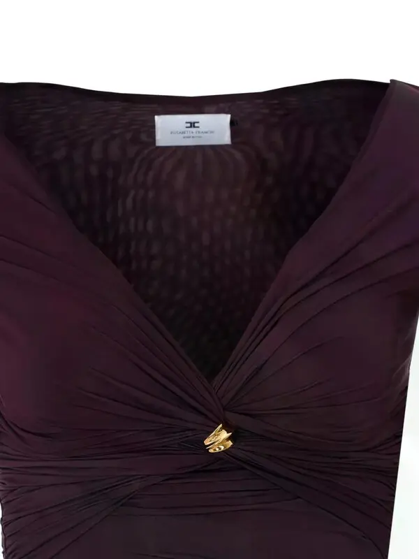 Elisabetta Franchi Ring-detail Ruched Top - Brown