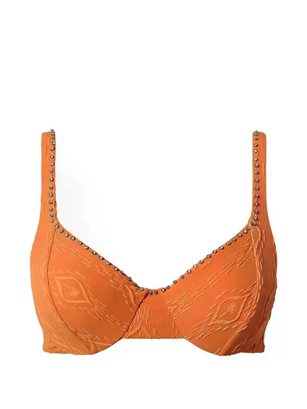TWINSET Embossed Embroidered Underwire Bikini Top - Orange