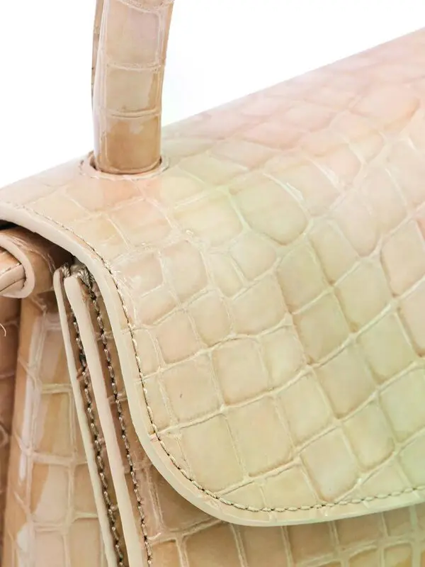 By Far Mini 2.0 Crocodile-effect Tote Bag - Neutrals