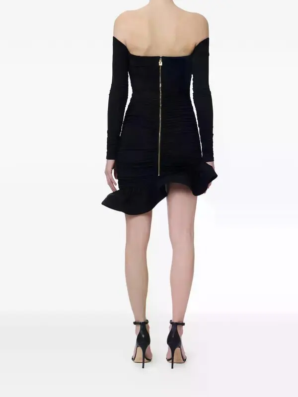 Elisabetta Franchi Mini Dress In Crêpe Jersey With Flounce - Black