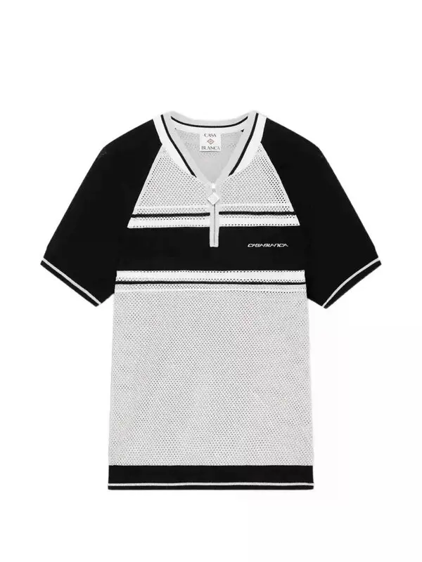 Casablanca Mesh Short-sleeve Polo Shirt - Grey