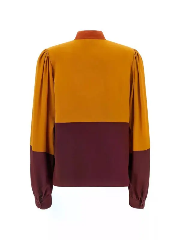 Saint Laurent Colourblock High-neck Blouse